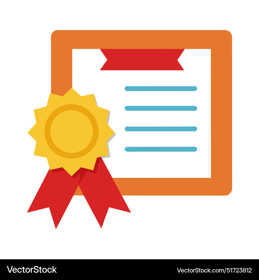 Certificate flat on white background Royalty Free Vector