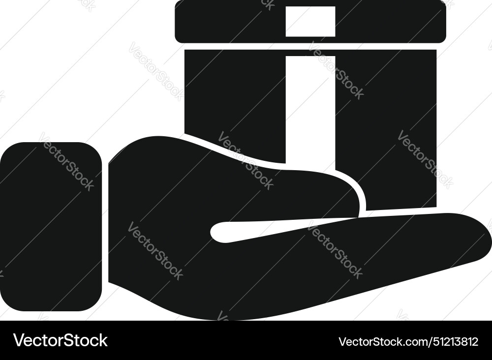 Gift box on hand icon simple package Royalty Free Vector