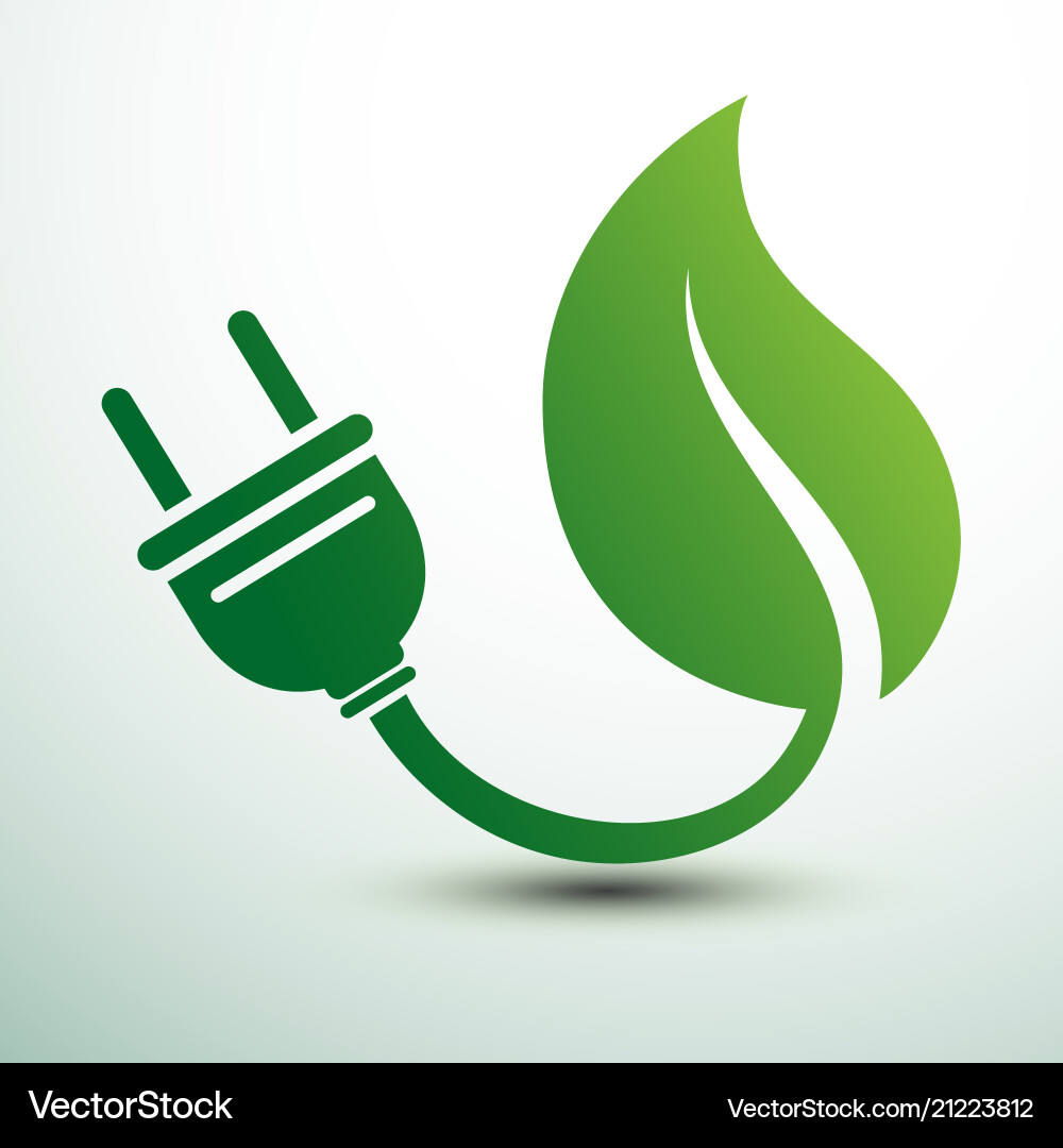 Green eco power plug design Royalty Free Vector Image