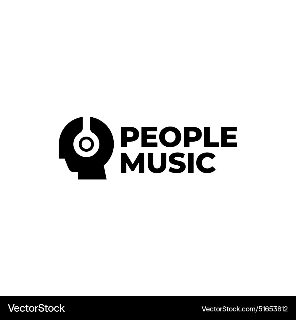 People music headphone man logo icon Royalty Free Vector