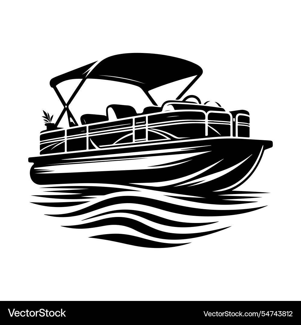 Pontoon boat silhouette high-quality for graphic Vector Image