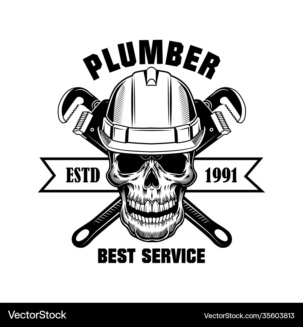 Plumber's Skull with Tools Royalty Free Vector Image
