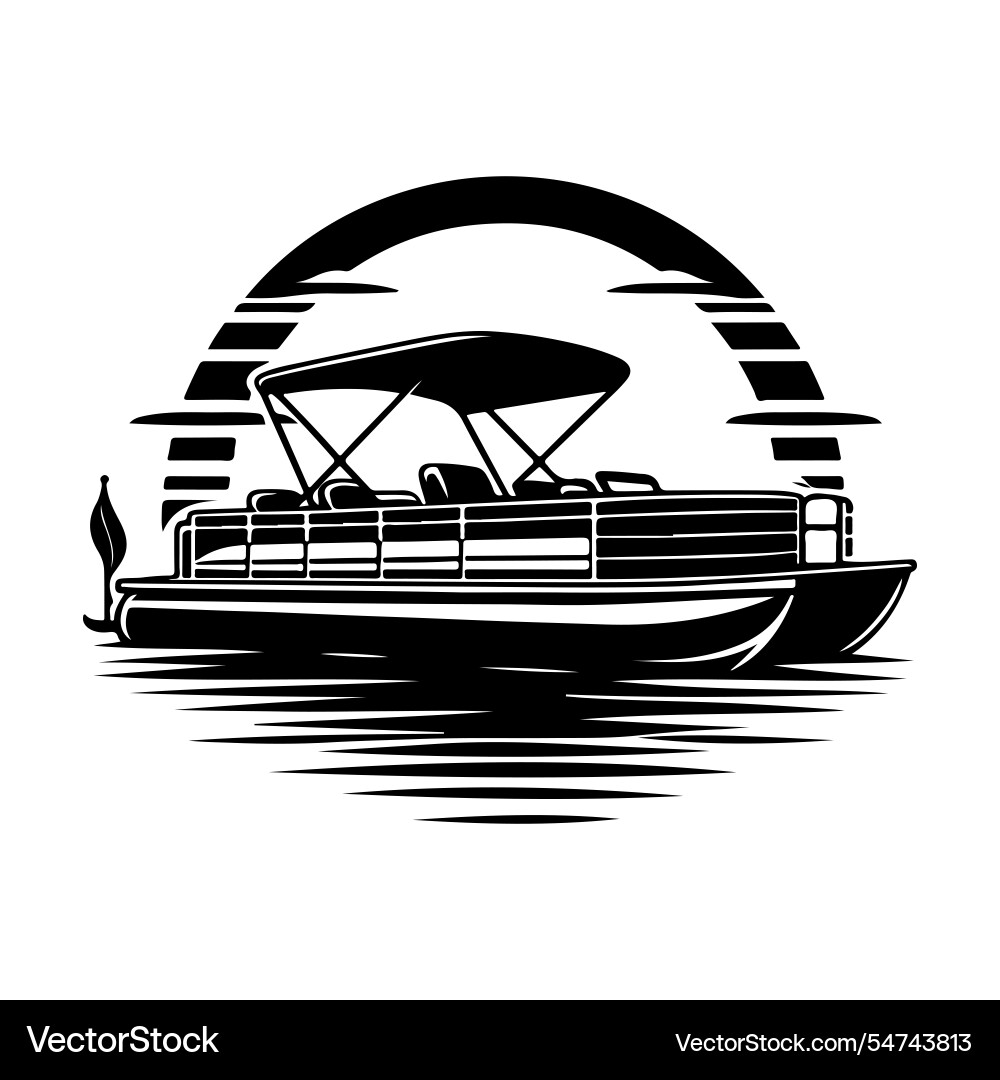 Pontoon boat silhouette high-quality for graphic Vector Image