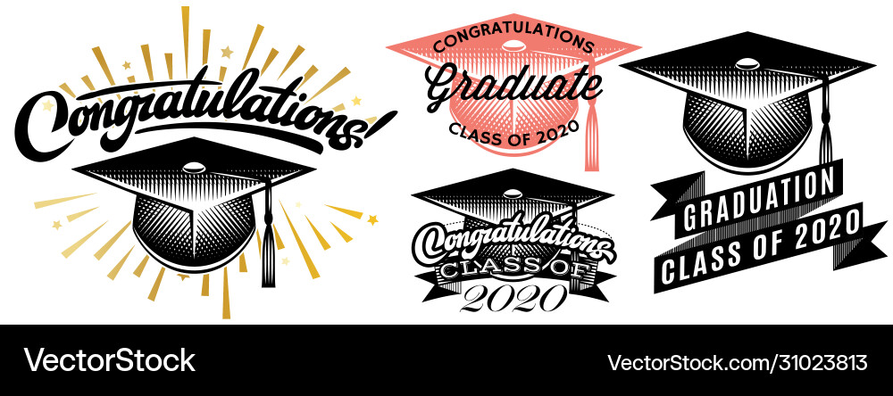 Set graduation class 2020 congrats grad Royalty Free Vector