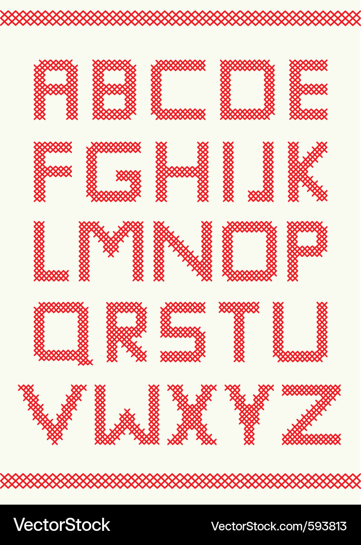 Vintage Cross Stitch Alphabet Chart Royalty Free Vector