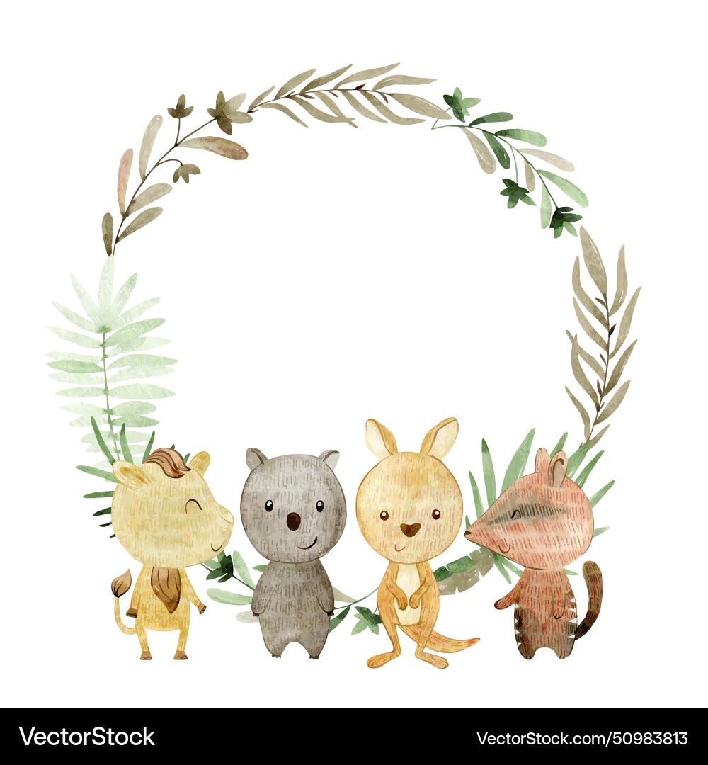 Watercolor australian frame Royalty Free Vector Image