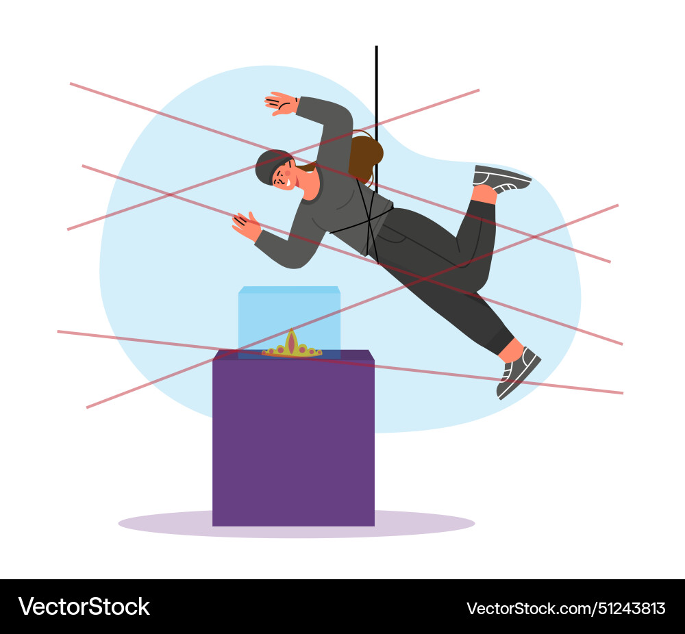 Woman stealing crown from museum Royalty Free Vector Image