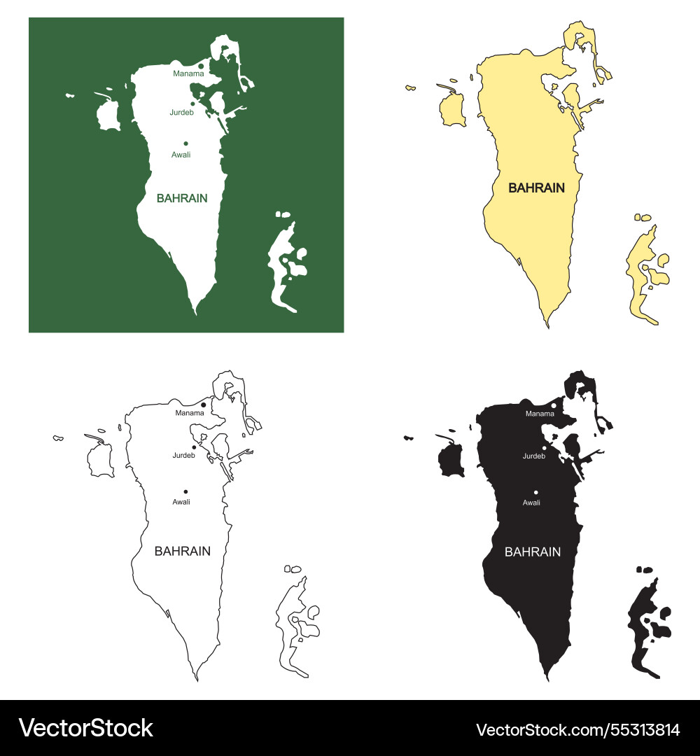 Bahrain country map Royalty Free Vector Image - VectorStock