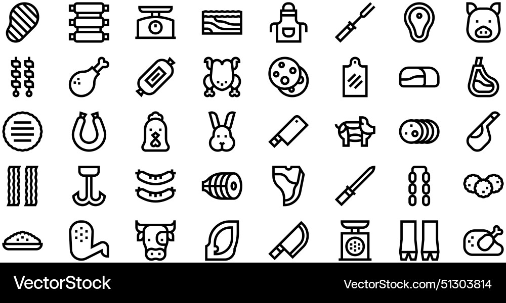 Butcher icons collection Royalty Free Vector Image