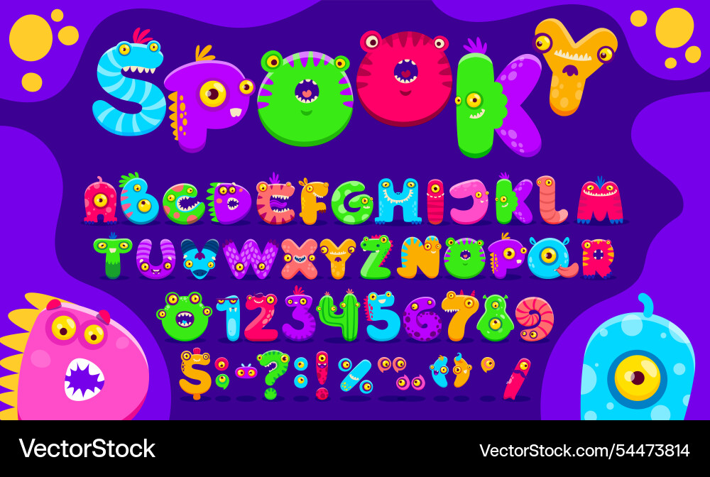 Cartoon monster font funny bugaboo typeface Vector Image
