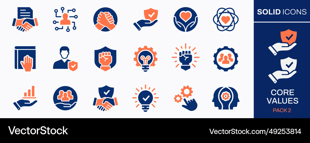 Core values icon set collection of business Vector Image