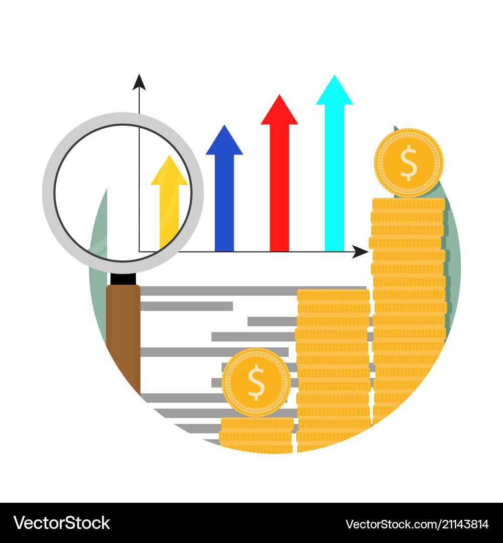 Growth market financial analysis chart icon Vector Image