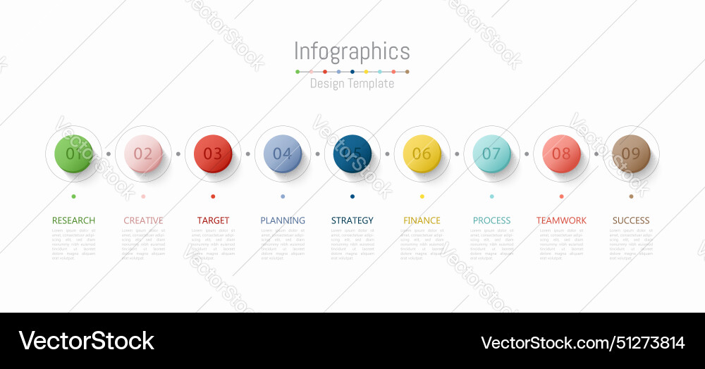 Infographic 9 options design elements Royalty Free Vector