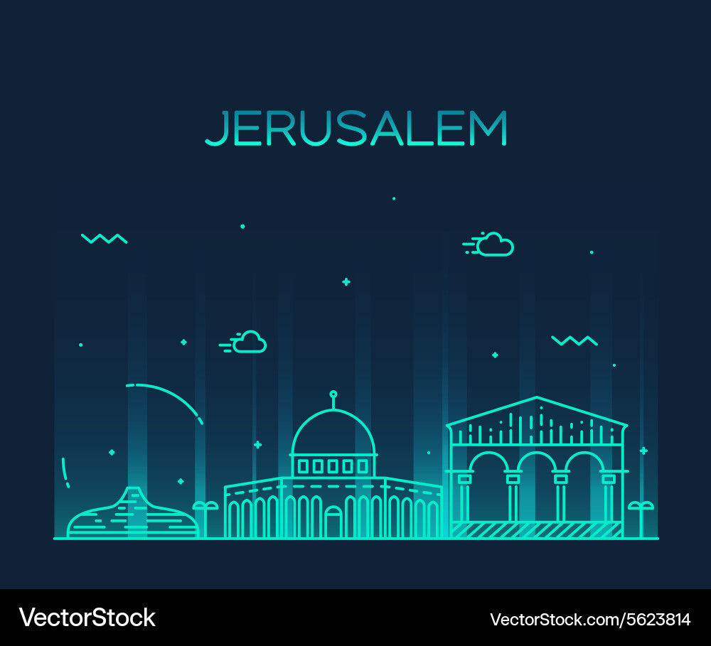 Jerusalem skyline trendy linear style Royalty Free Vector