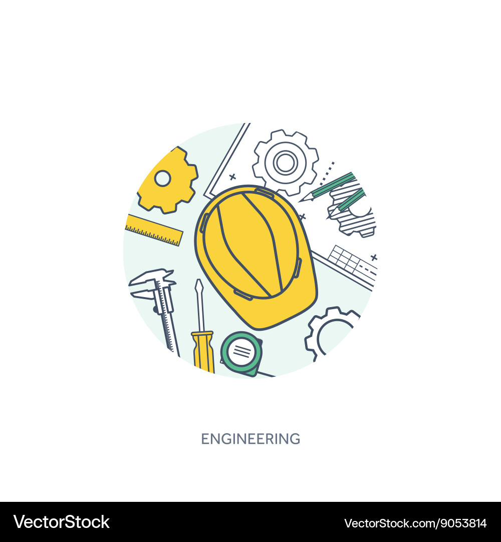 Lined outline engineering Royalty Free Vector Image