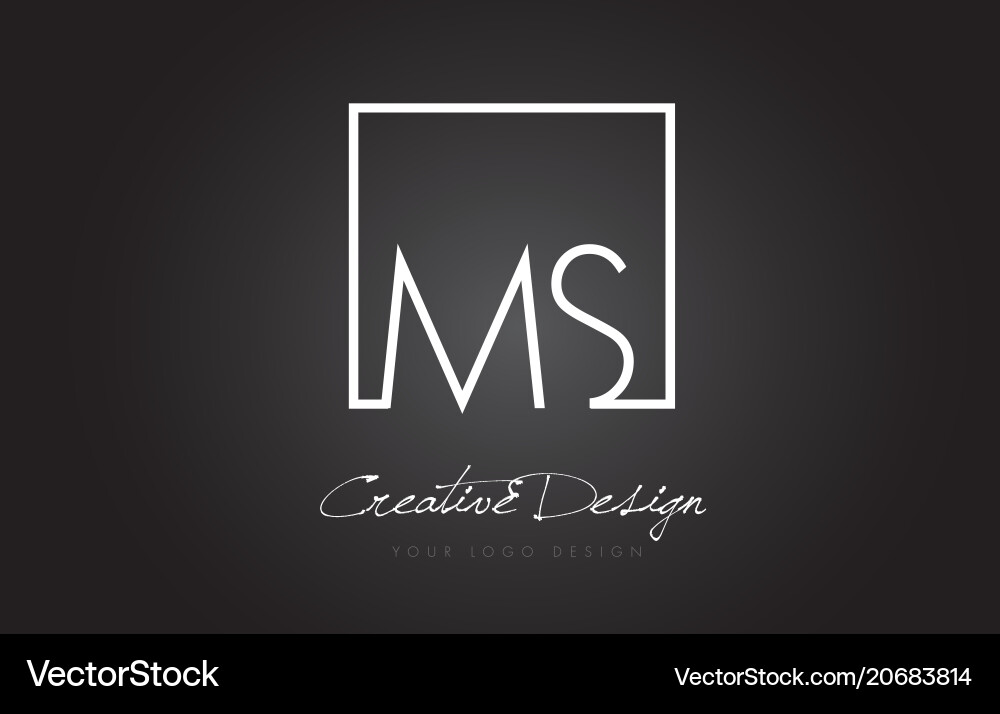 Ms square frame letter logo design with black Vector Image