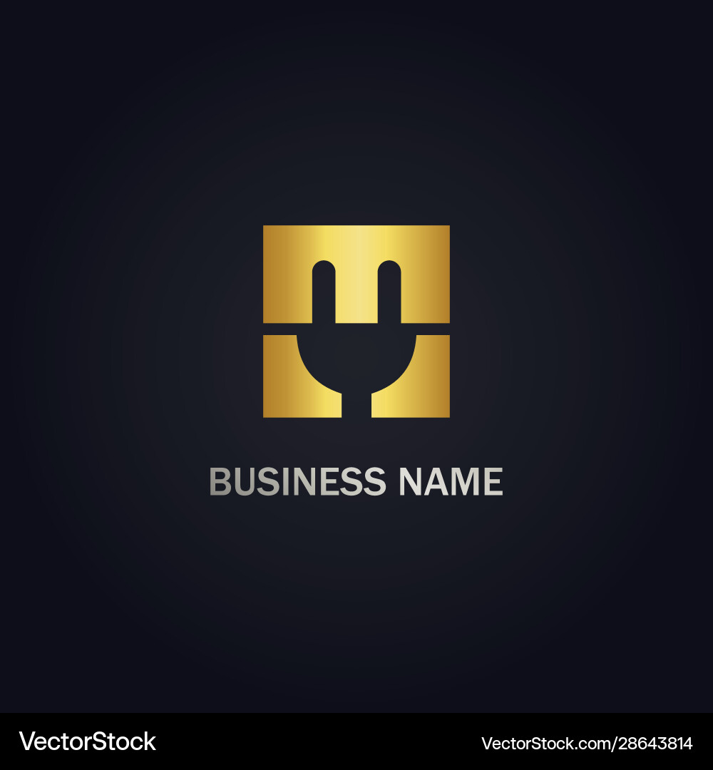 Plug electric gold logo Royalty Free Vector Image