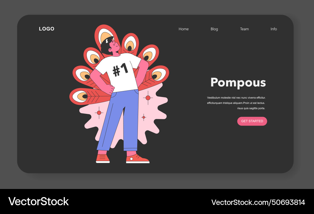 Pompous character concept flat Royalty Free Vector Image