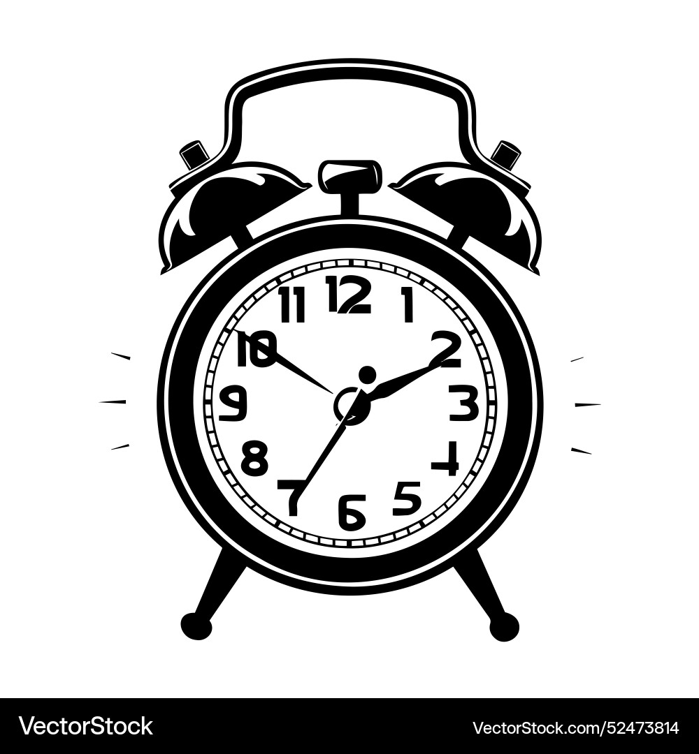 Retro alarm clock with roman numerals Royalty Free Vector