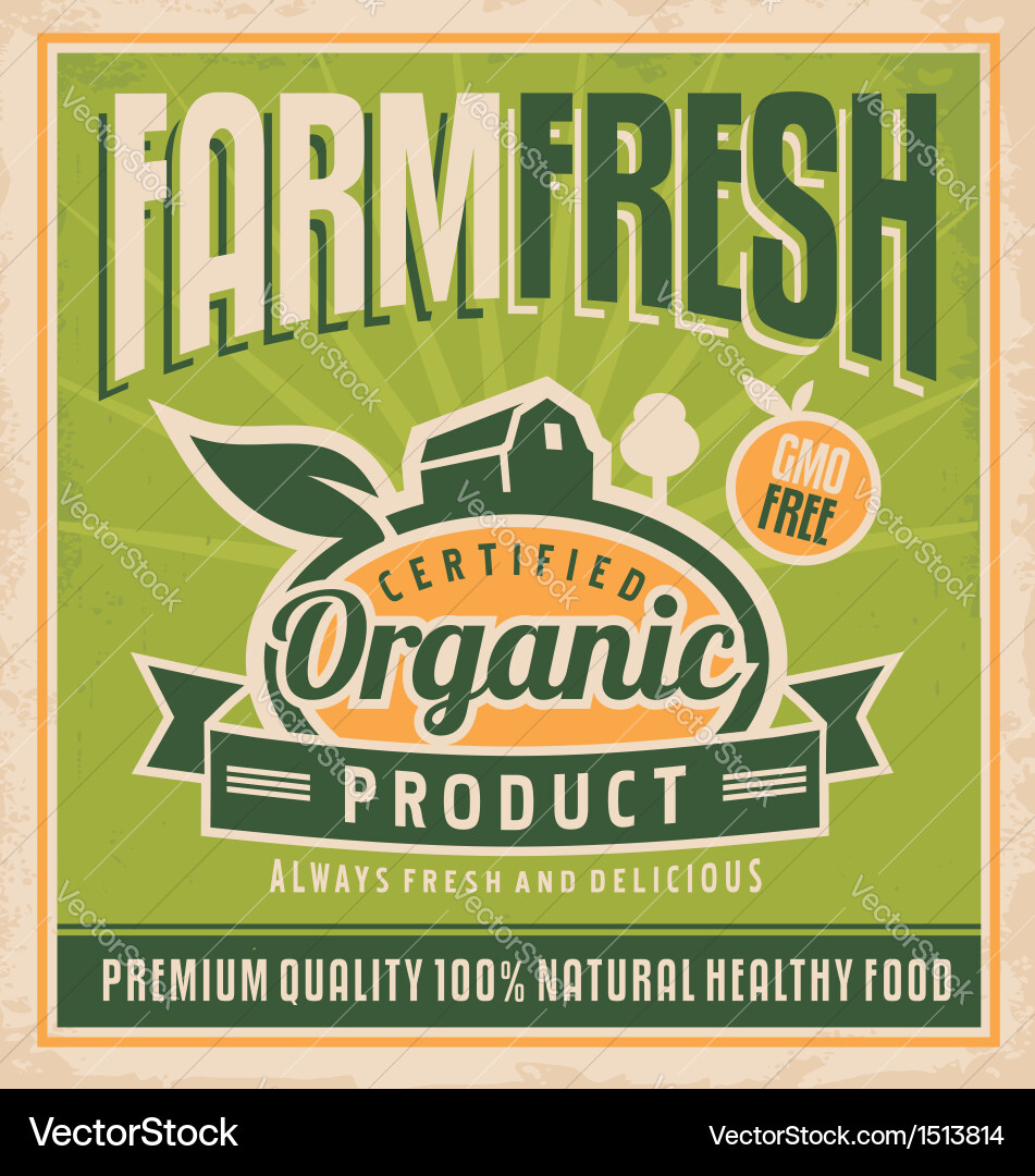 Retro Farm Fresh Food Label – Royalty-Free Vector | VectorStock