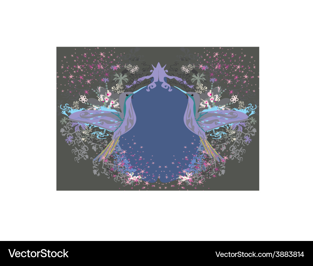 Vintage frame with hummingbird Royalty Free Vector Image