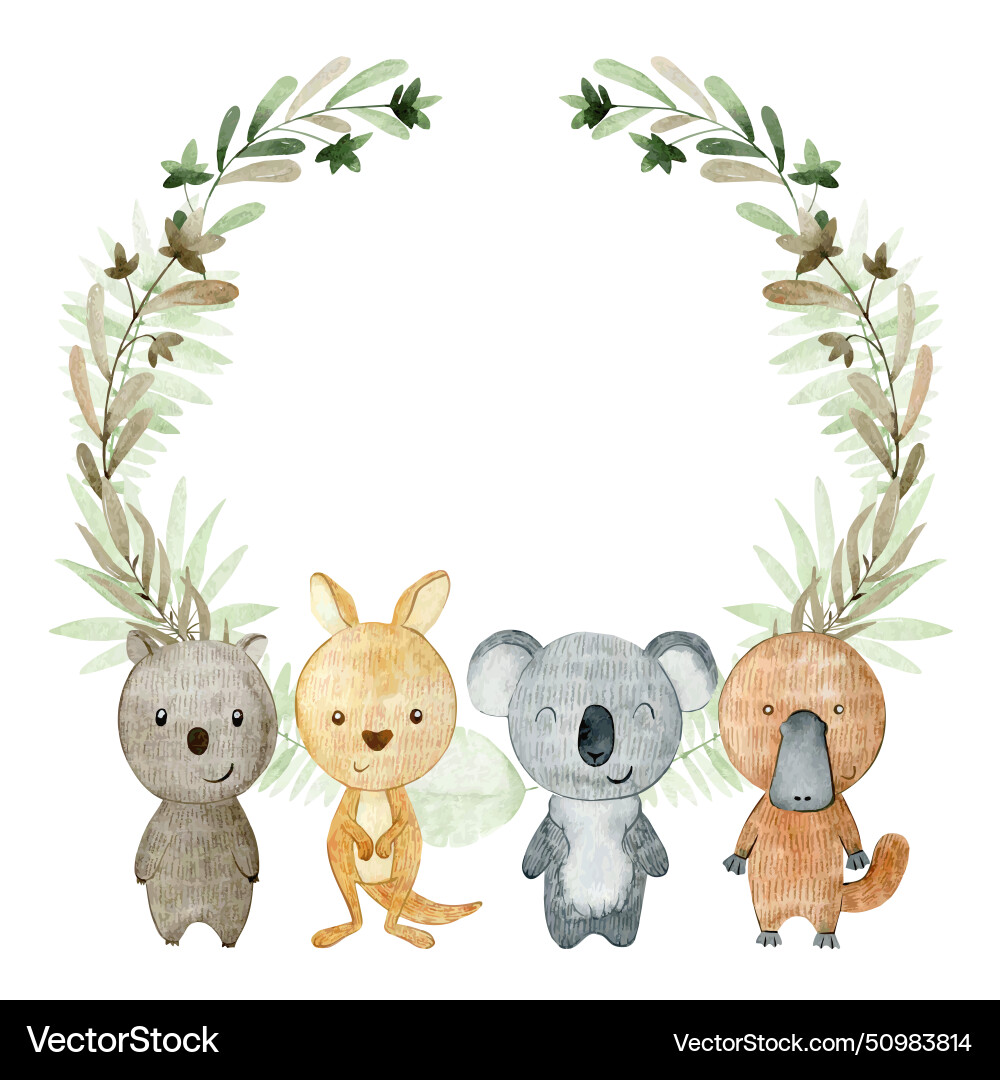 Watercolor australian frame Royalty Free Vector Image