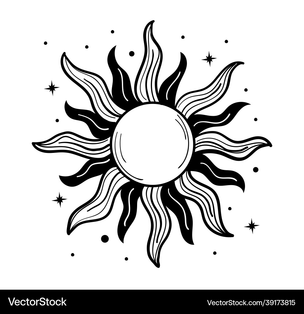 Detailed Sun Rays Drawing Royalty Free Vector Image