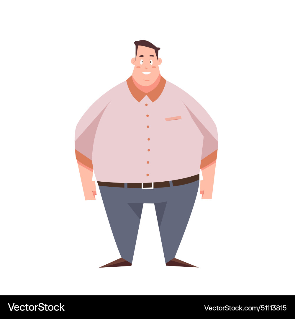 Fat man stands isolated on white background Vector Image