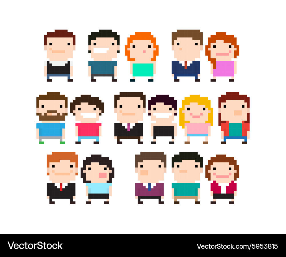 Pixel people Royalty Free Vector Image - VectorStock