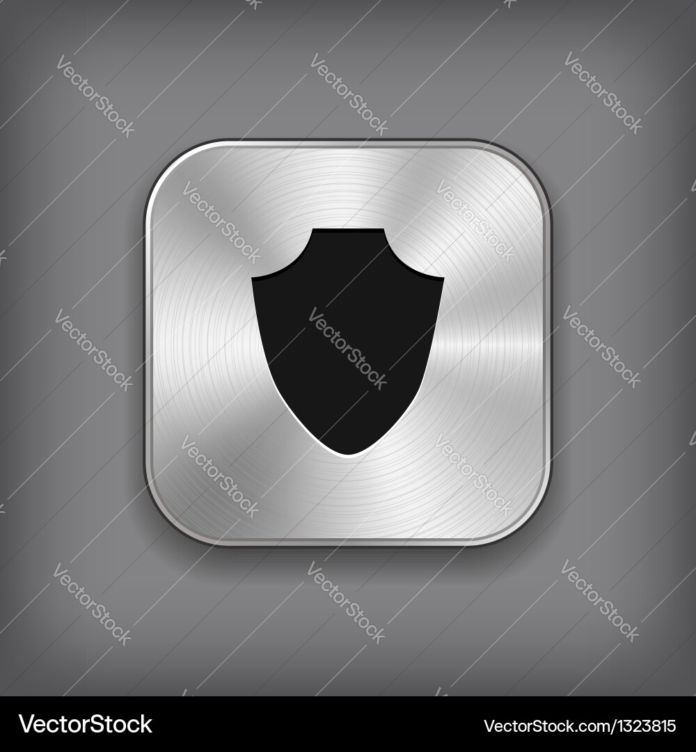 Shield icon - metal app button Royalty Free Vector Image