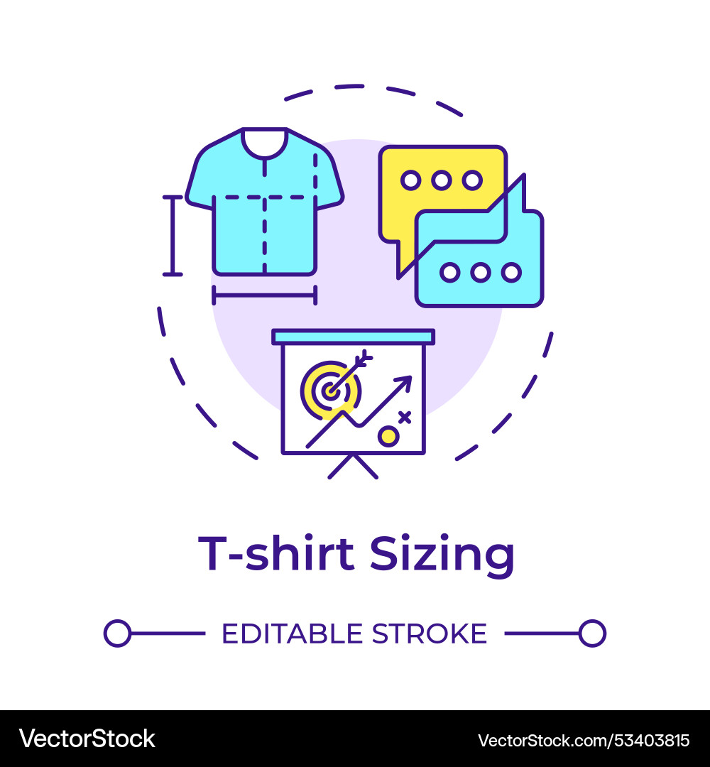 T-shirt sizing multi color concept icon Royalty Free Vector