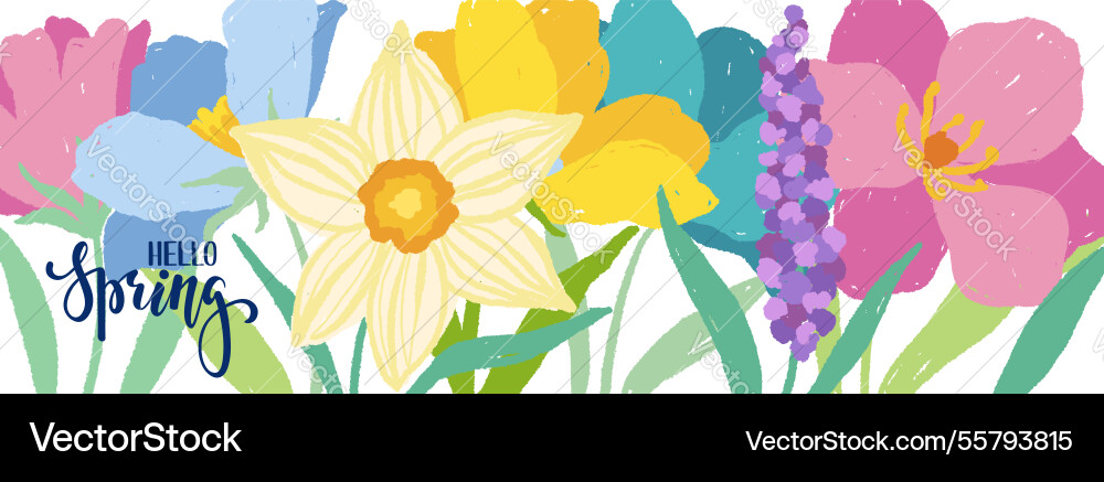 Vibrant Spring Wildflowers Royalty Free Vector Image