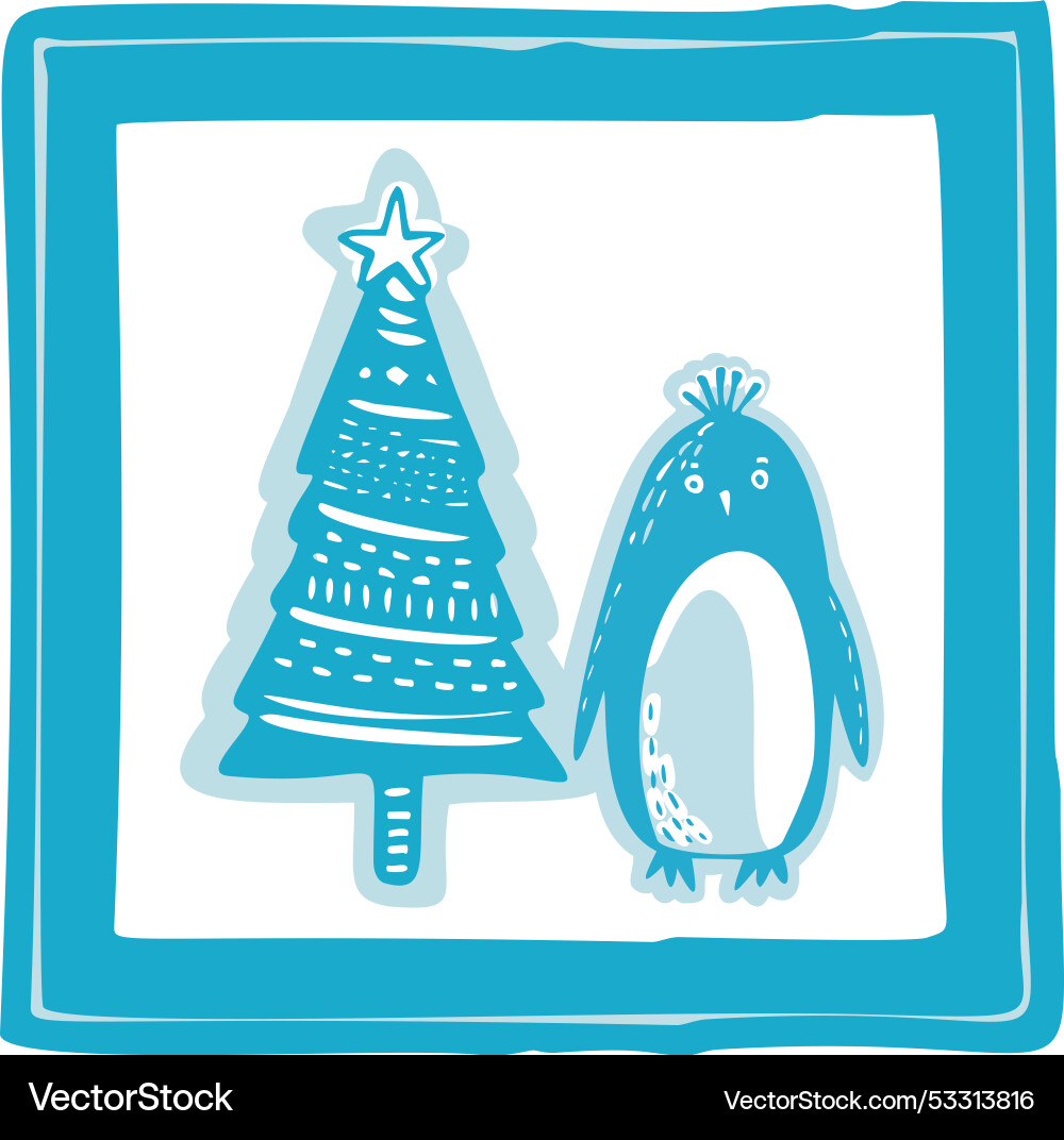 Cute winter penguin icon clipart for seasonal Vector Image