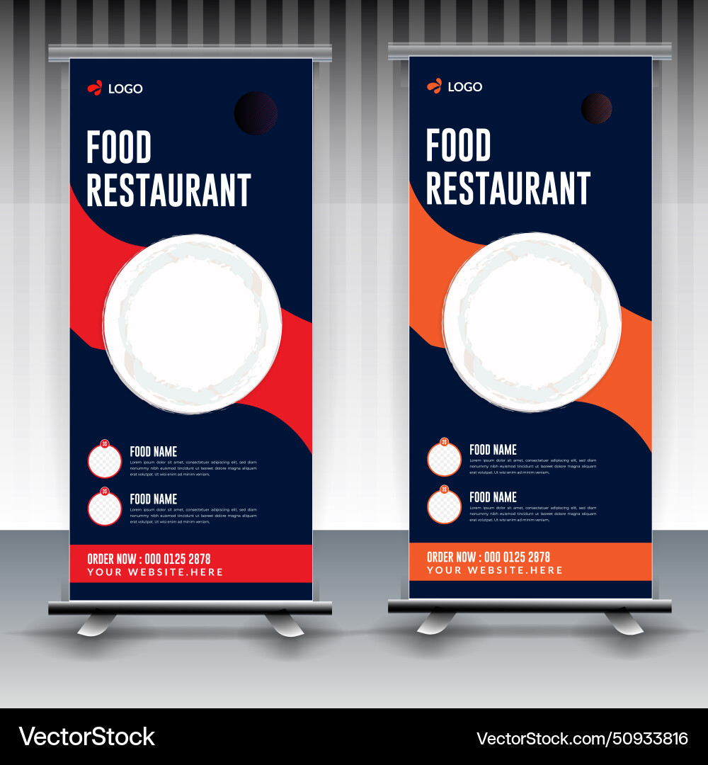 Food menu and restaurant modern rollup Royalty Free Vector