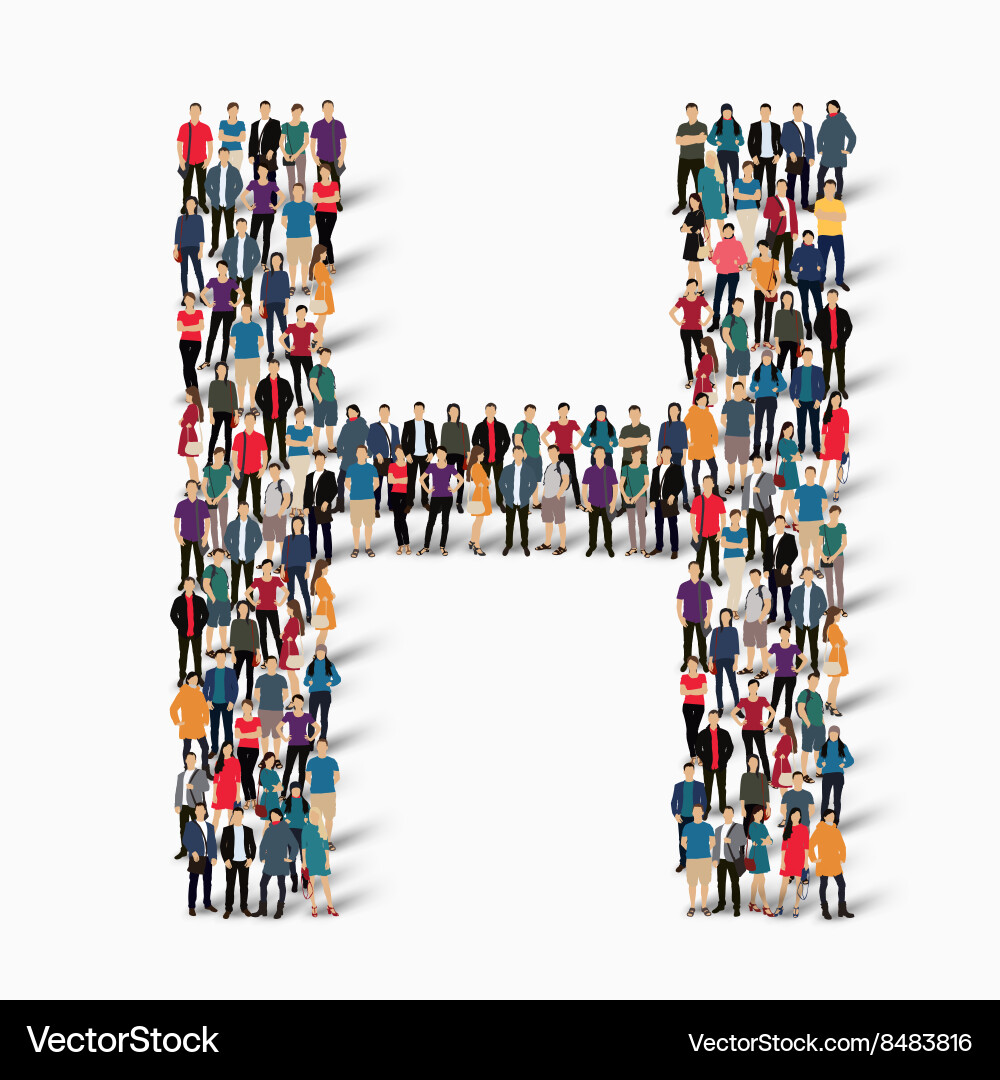 Group people shape letter h Royalty Free Vector Image