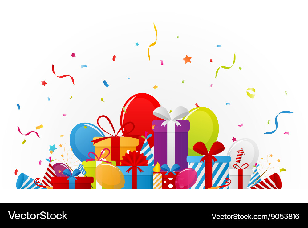 Happy birthday celebration with ribbon Royalty Free Vector