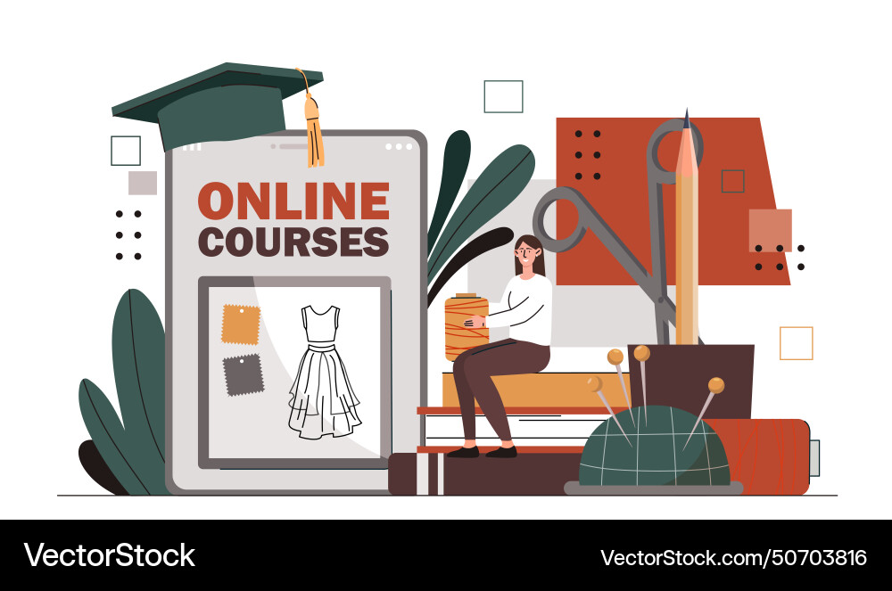 Online seamstress courses Royalty Free Vector Image