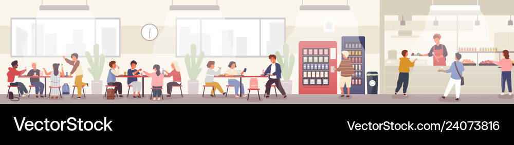 School cafeteria canteen or dining hall Royalty Free Vector