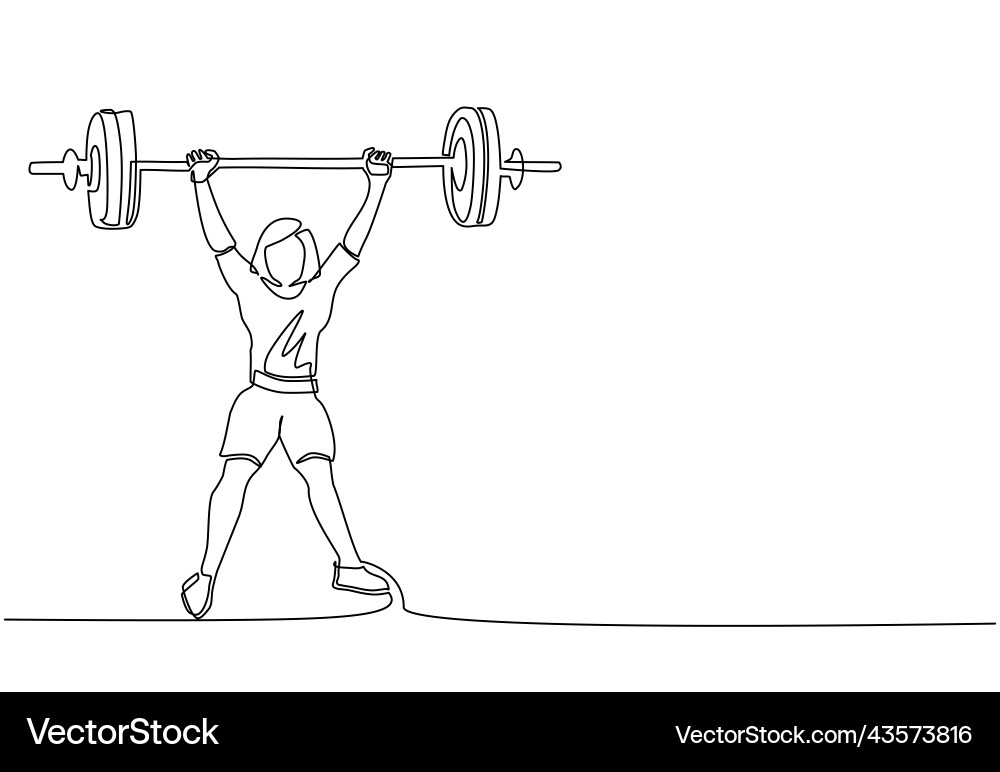 Single one line drawing young bodybuilder woman Vector Image