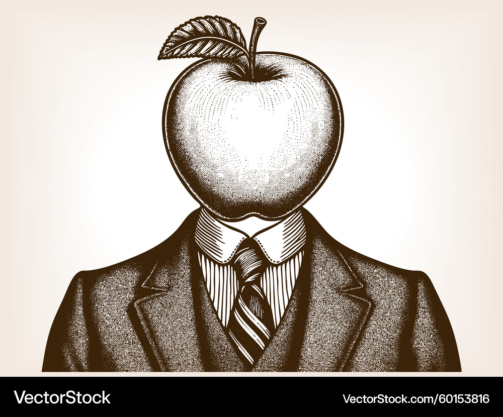 Surreal Apple Head Man – Royalty-Free Vector | VectorStock