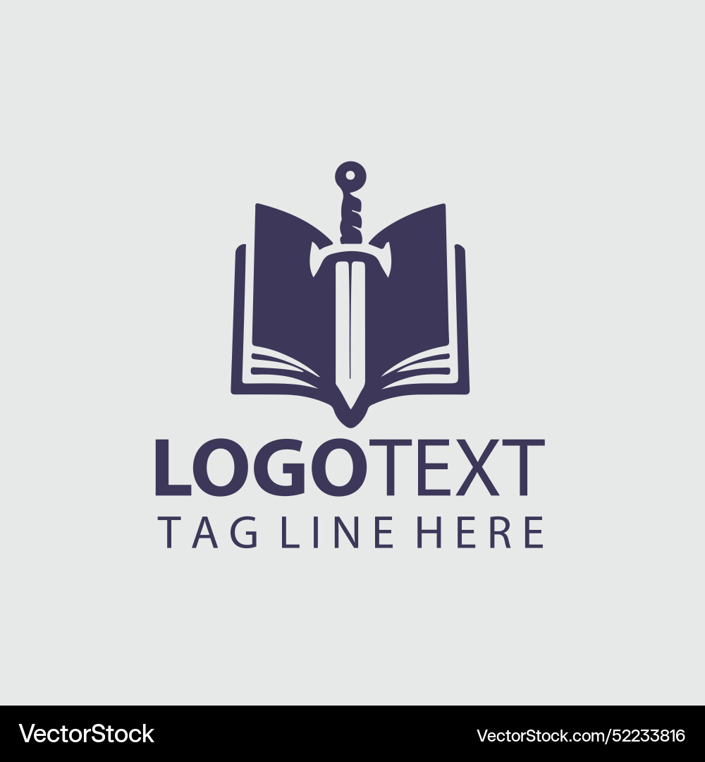 Sword book logo Royalty Free Vector Image - VectorStock