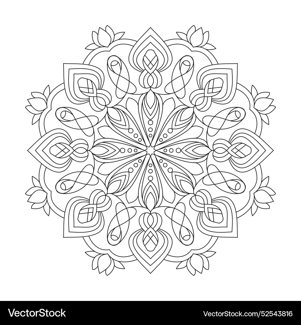 Symmetry mystical mandala of coloring book page Vector Image