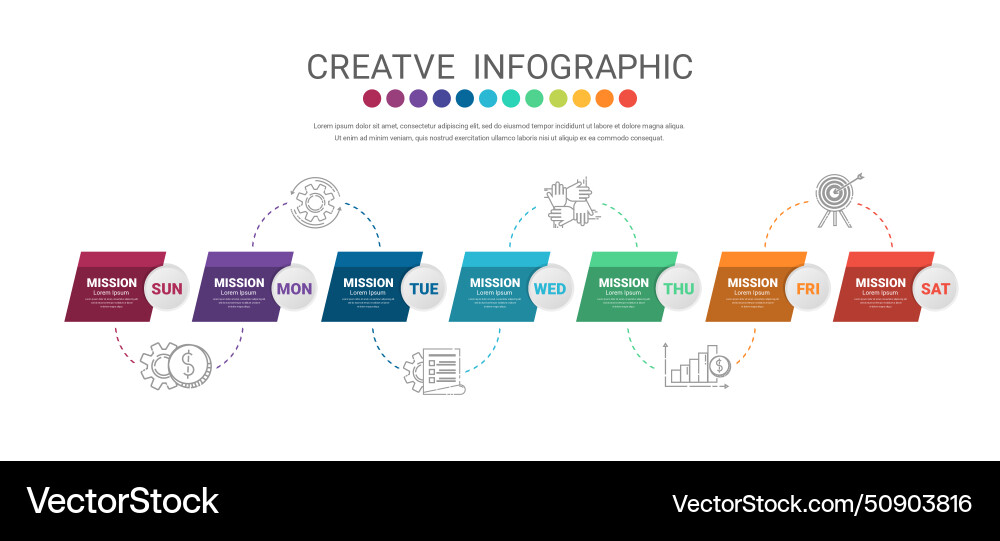 Time line timeline business for 7 day week Vector Image