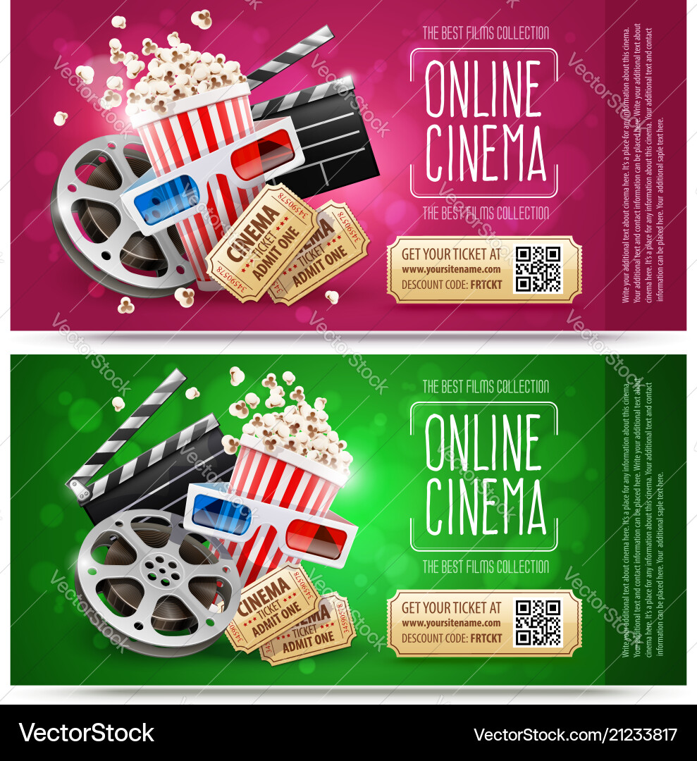 Cinema flyers with gift Royalty Free Vector Image