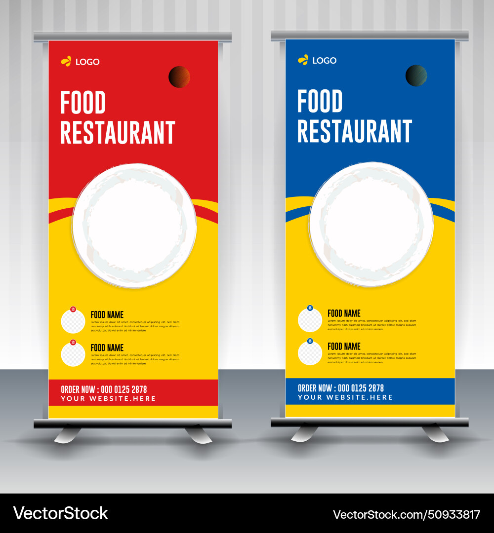 Food menu and restaurant modern rollup Royalty Free Vector