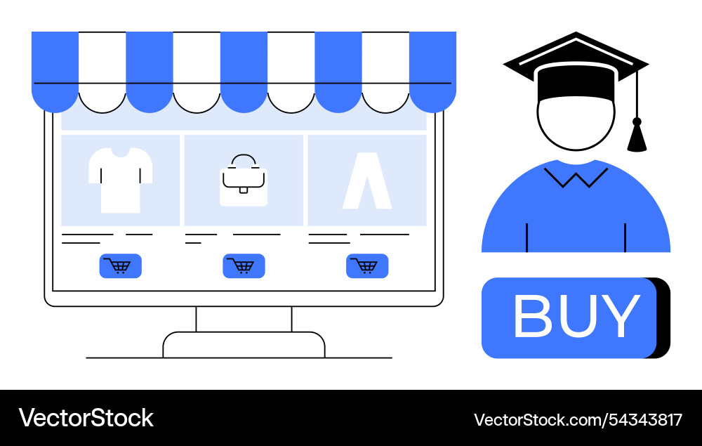 Online shopping interface with graduation cap Vector Image