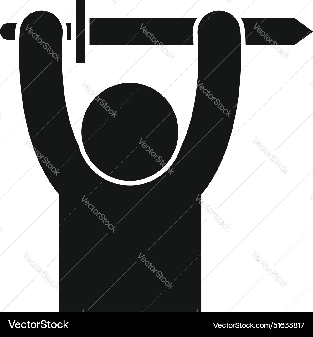 Person holding sword above head icon simple style Vector Image