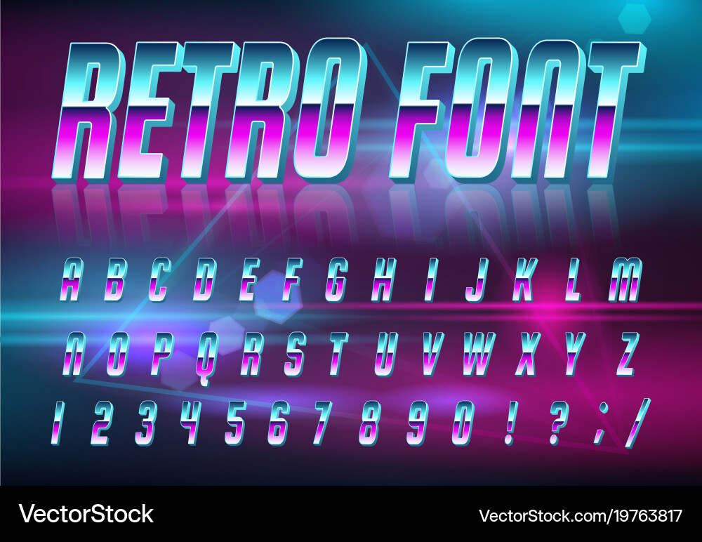 Retro 80s Neon Font Style Royalty Free Vector Image