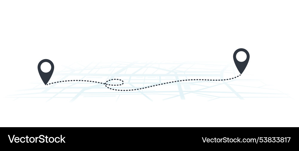 Route map with navigation pins street map with Vector Image