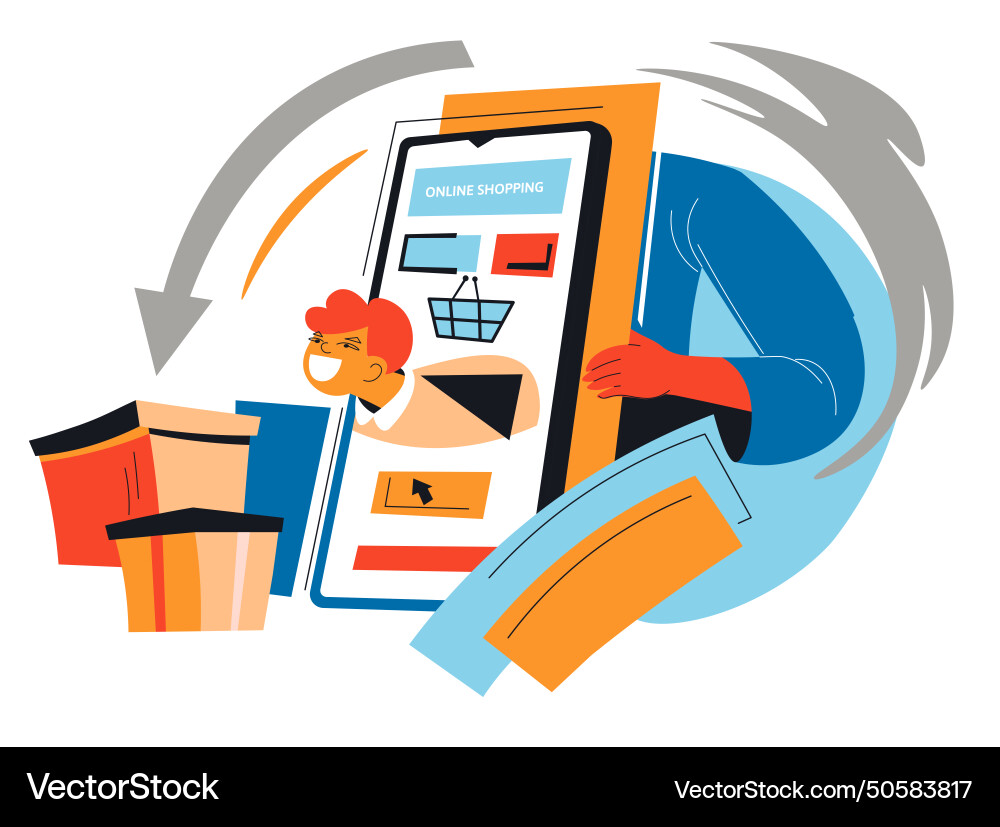 Shopping online ordering products get delivery Vector Image